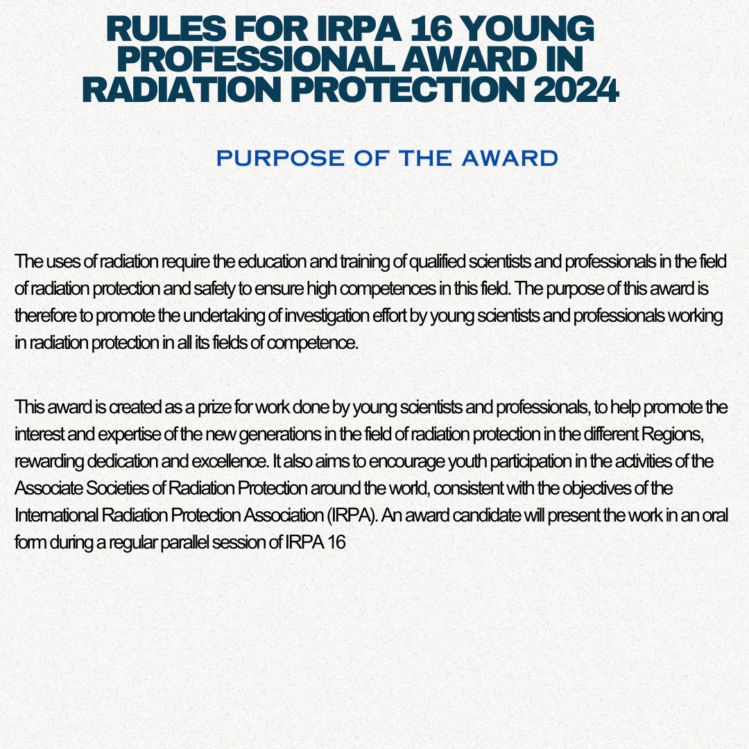 IRPA16 YOUNG PROFESSIONAL AWARD IN RADIATION PROTECTION 2024 - MARPA